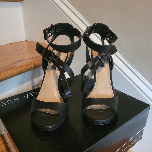Izabella Rue | Shoes | Izabella Rue Black Multistrap Heeled Sandals ...